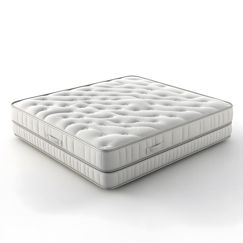 Comfortable White Mattress with Button Tufting on a White Background ...