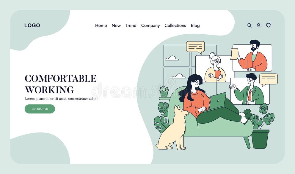 Comfortable Working. Flat Vector Illustration Stock Vector ...