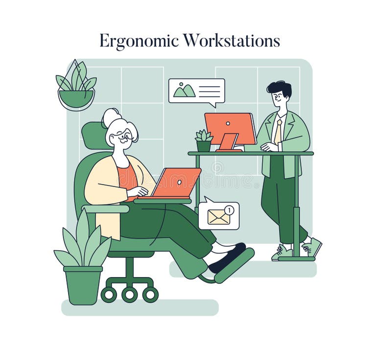 Comfortable Working. Flat Vector Illustration Stock Vector ...