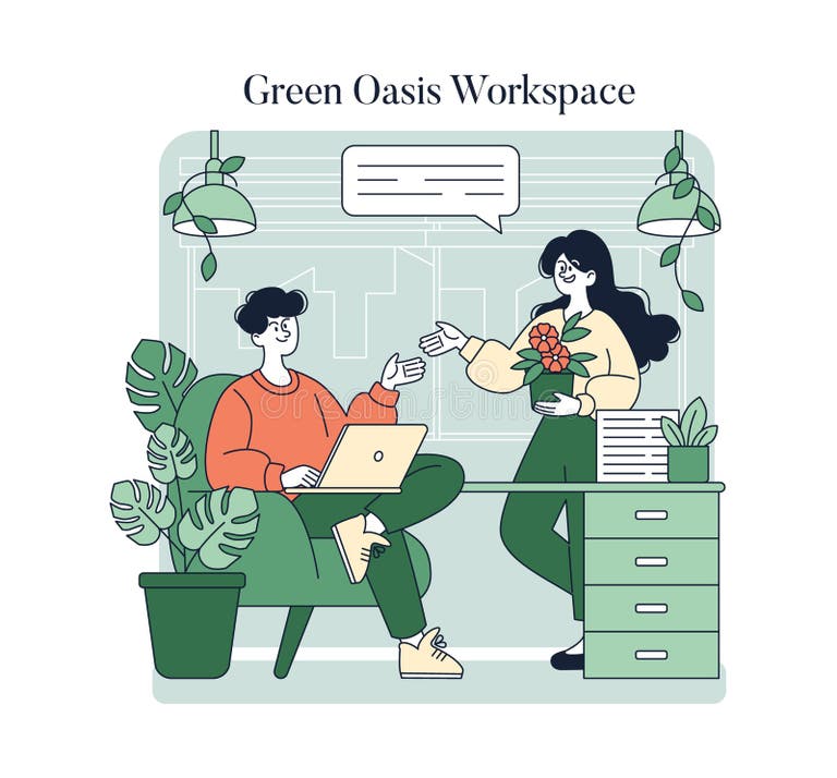 Comfortable Working. Flat Vector Illustration Stock Vector ...