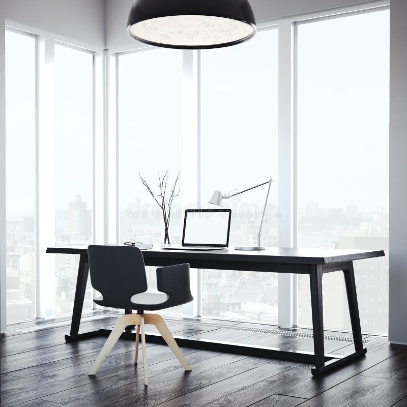 Comfortable Working Place in the Modern Interior. 3d Rendering Stock ...