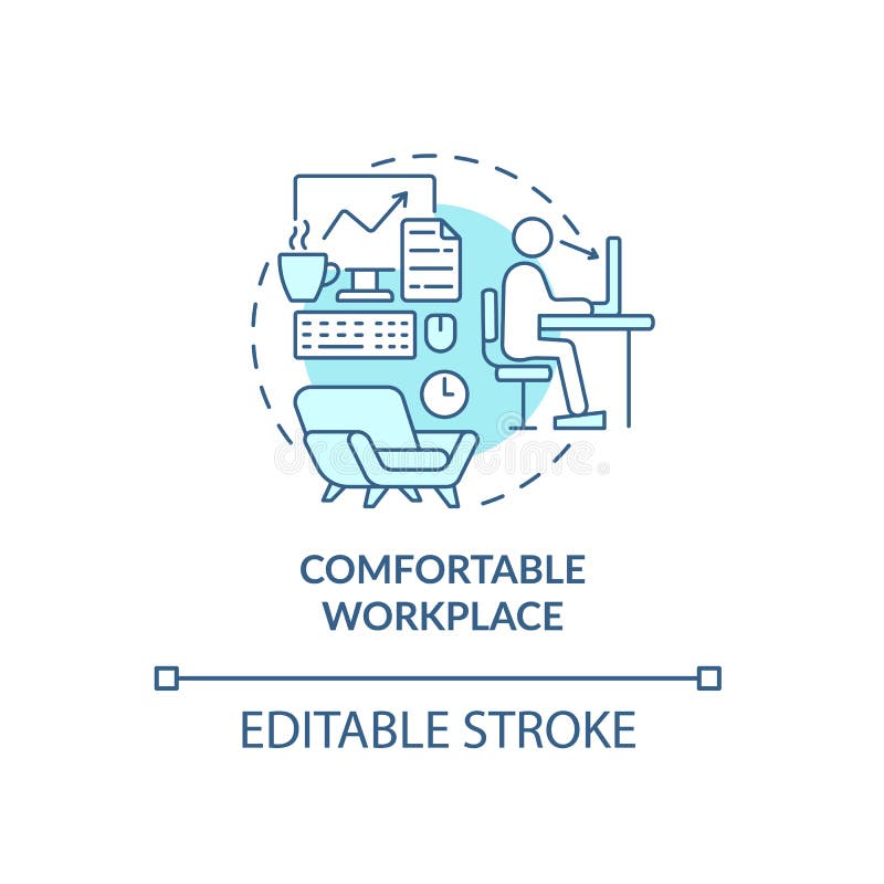 Comfortable Workplace Blue Concept Icon Stock Vector - Illustration of ...