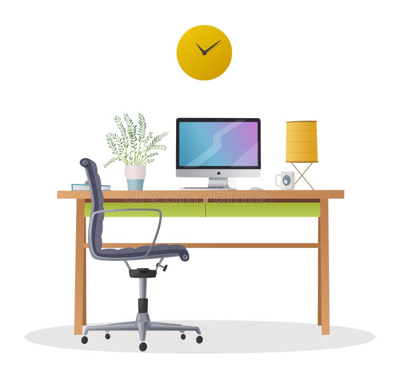 Comfortable Workplace. Cartoon Vector Illustration Stock Vector ...