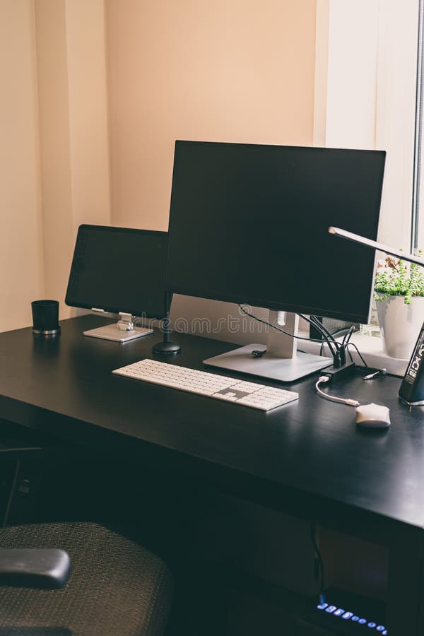 Comfortable Workplace with Computer Stock Photo - Image of interior ...