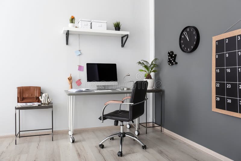 Comfortable Workplace with Computer on Desk Stock Image - Image of ...