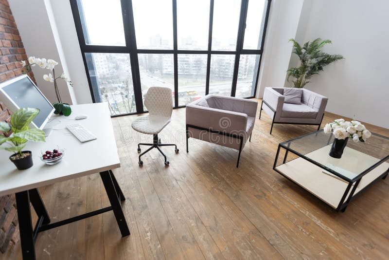 Comfortable Workplace with Laptop in Office Stock Photo - Image of work ...