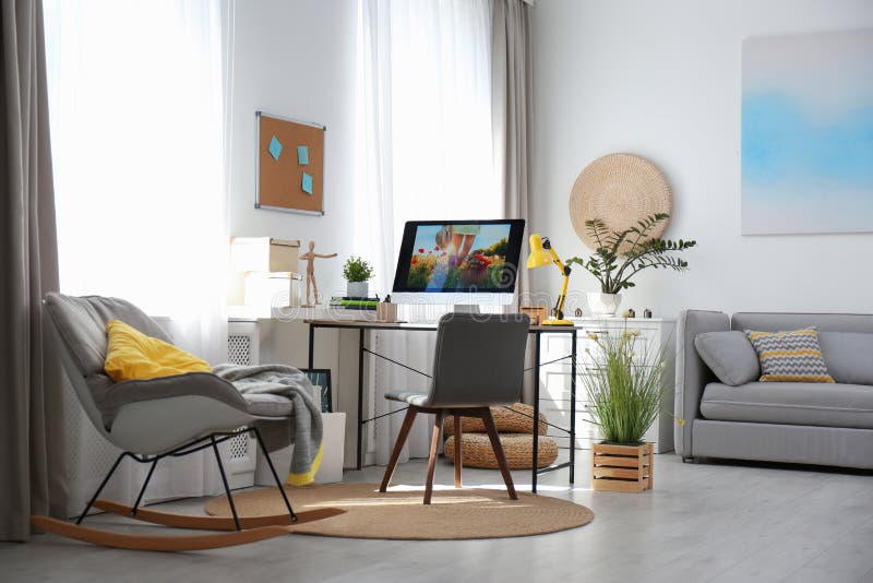 Comfortable Workplace with Modern Computer. Home Office Stock Image ...