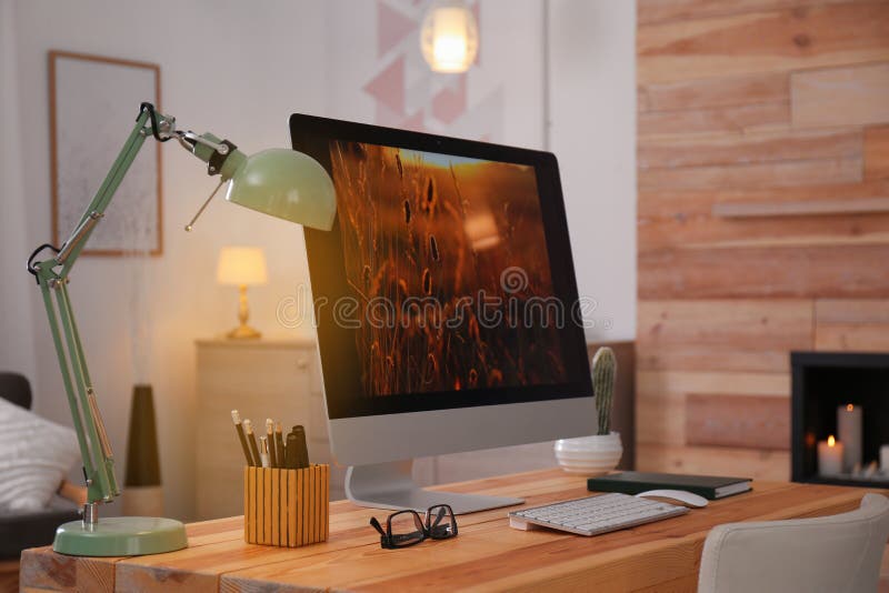 Comfortable Workplace with Modern Computer. Home Office Stock Image ...