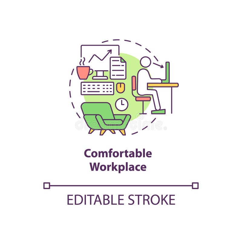 Comfortable Workspace Concept Icon Stock Vector - Illustration of ...