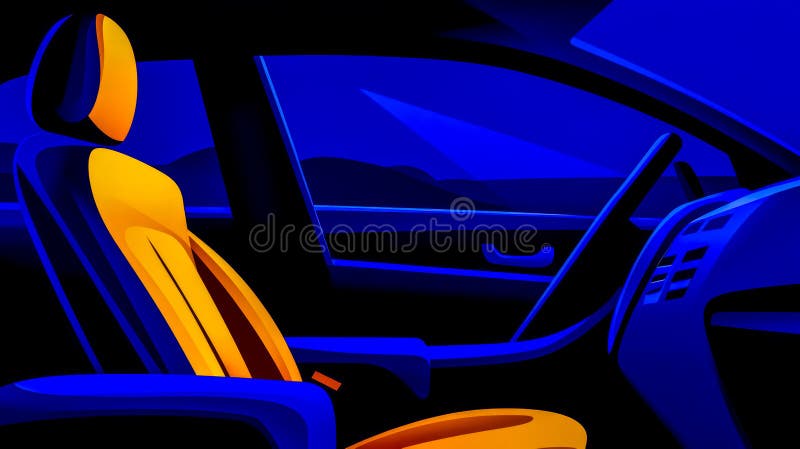 Comfortable Car Interior Showing Seats and Dashboard at Night Stock ...