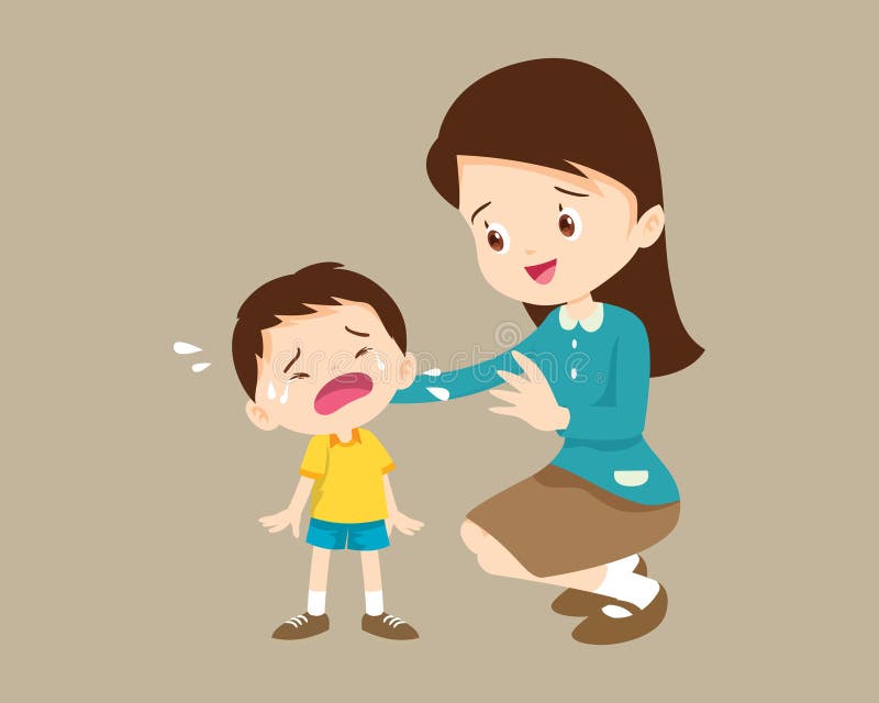 Comforting Sad Children with Parent Stock Vector - Illustration of ...