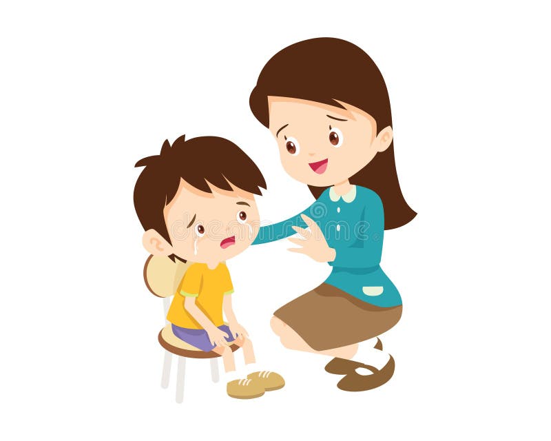 Comforting Sad Children with Parent Stock Vector - Illustration of ...