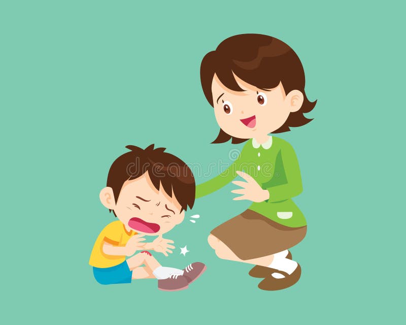 Comforting Sad Children with Parent Stock Vector - Illustration of ...