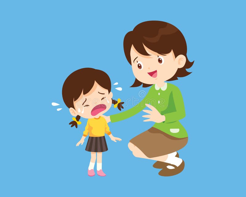 Comforting Sad Children with Parent Stock Vector - Illustration of cute ...