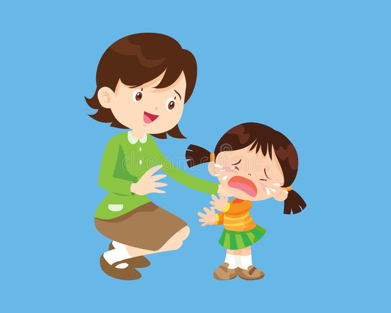 Comforting Sad Children with Parent Stock Vector - Illustration of ...