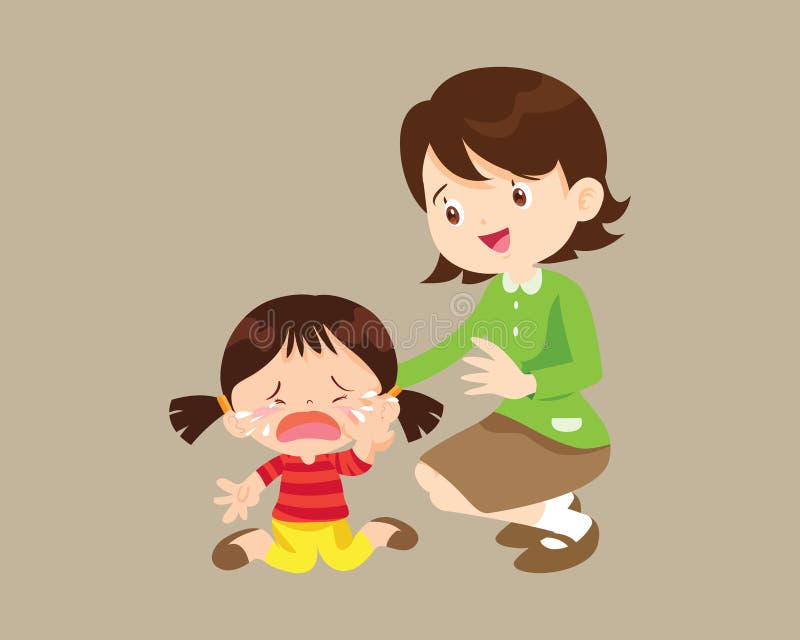 Comforting Sad Children with Parent Stock Vector - Illustration of ...