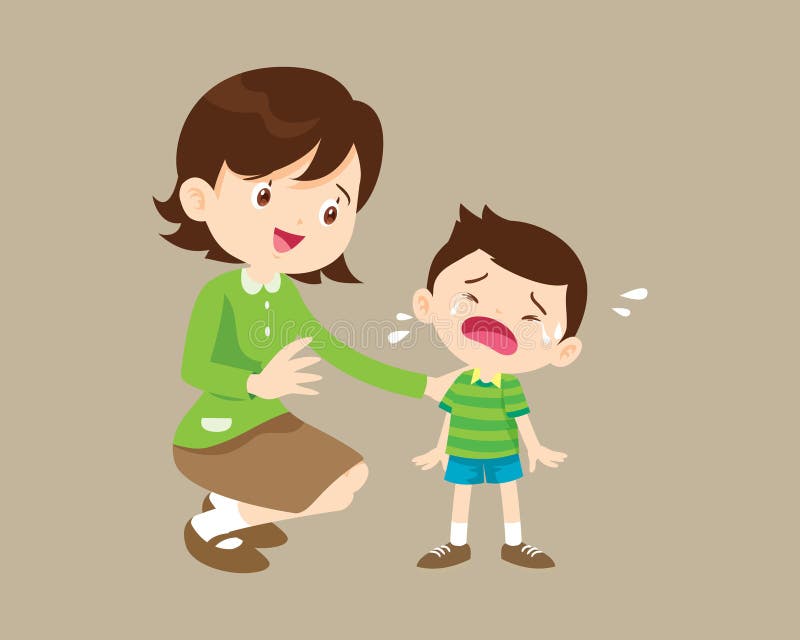 Comforting Sad Children with Parent Stock Vector - Illustration of ...