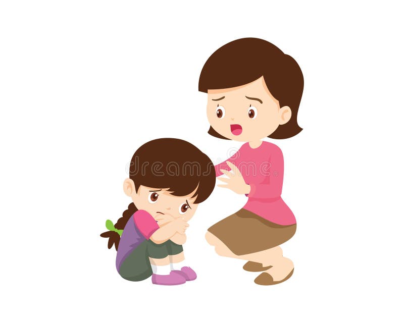 Comforting Sad Children with Parent 2 Stock Vector - Illustration of ...