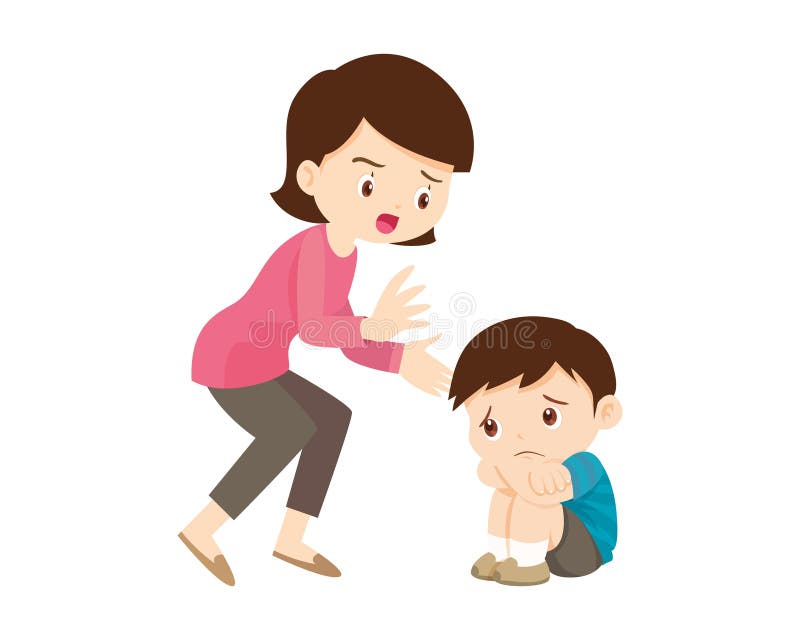 Comforting Sad Children by Parent or Teacher Stock Illustration ...
