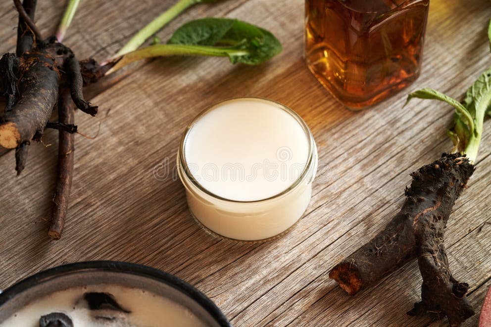 Comfrey Root Ointment Made of Rendered Pork Lard Stock Photo - Image of ...