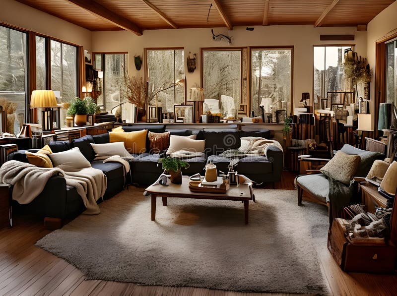 Comfy Inviting Warm Snug Wellfurnished Lounge Stock Illustration - Illustration of snug ...