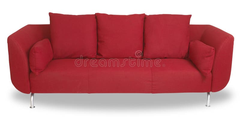 Comfy Red Couch Sofa Isolated with Path Stock Photo - Image of path ...