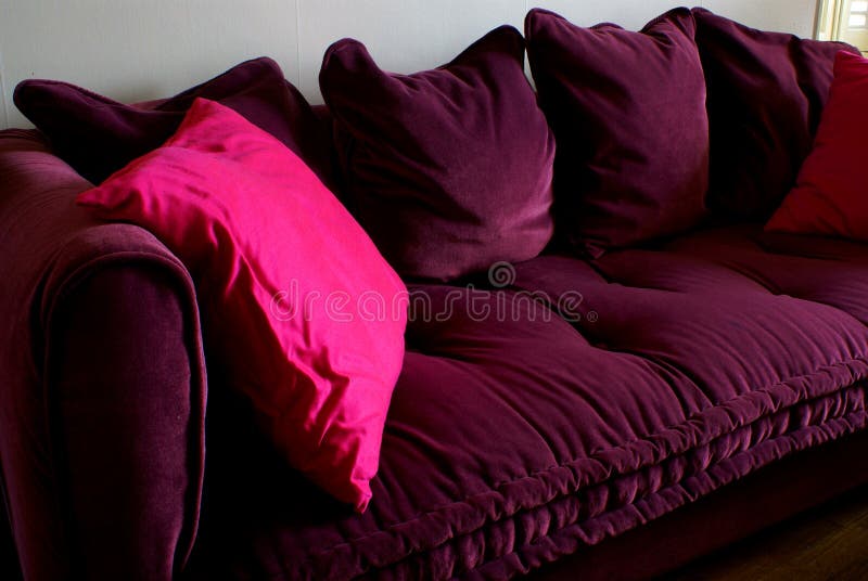 Purple Sofa in Minimalist Interior Stock Photo - Image of furnishing ...