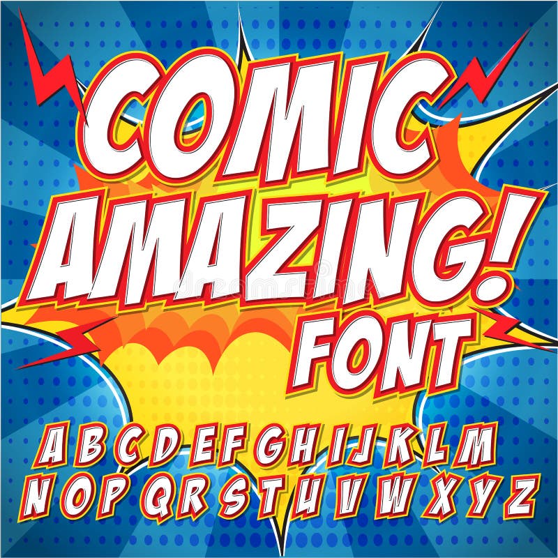 Comic Alphabet Set. Letters, Numbers and Figures for Kids Illustrations ...