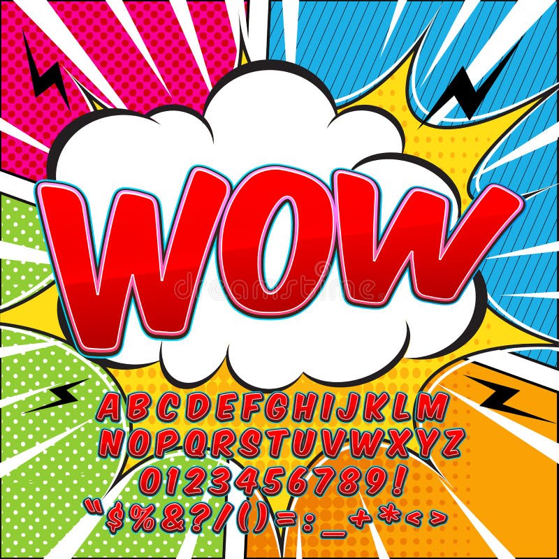 Comic Alphabet Set. Letters, Numbers and Figures for Kids Stock Vector ...