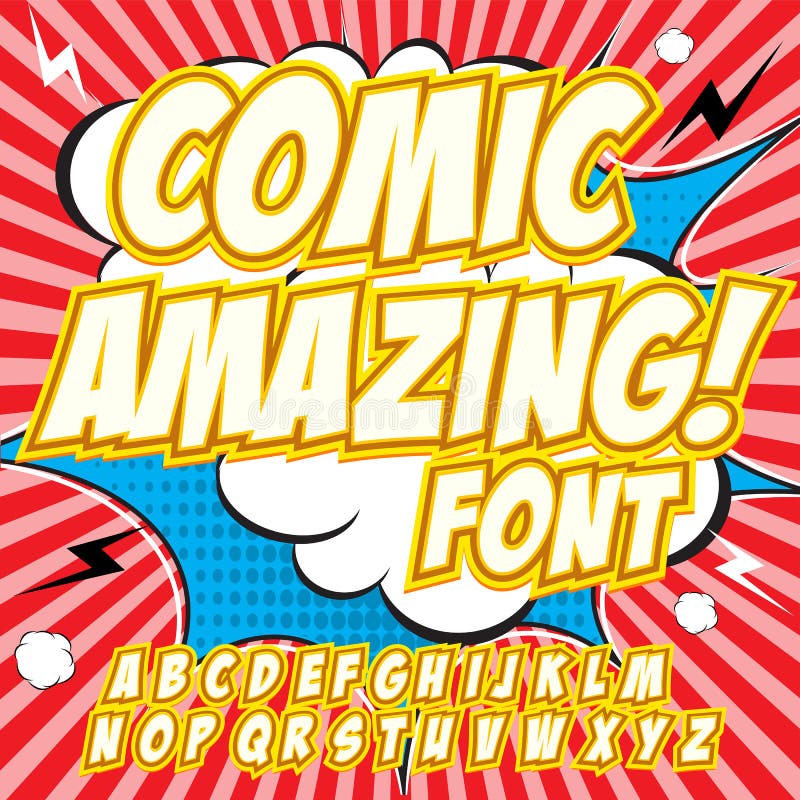 Comic Alphabet Set. Light Yellow Color Version Stock Vector ...