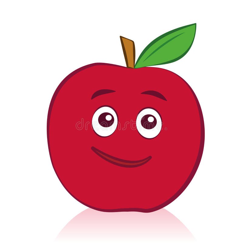 Comic Apple Smiling Face stock vector. Illustration of vector - 218089424