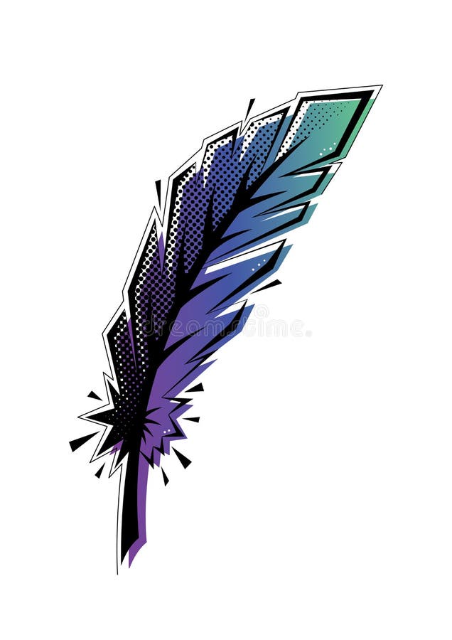 Comic Art Style Bird Feather with Halftone Texture and Gradient. Stock ...