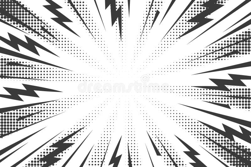 Comic Background with Lightning Burst Effect. Vector Manga Graphic with ...
