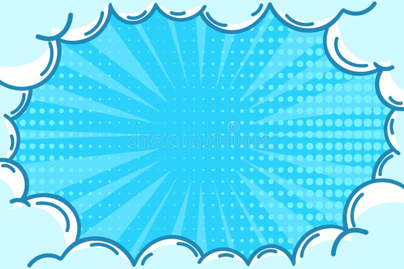 Comic Background in Retro Pop Art Style. Stripe and Dotted Sky Blue ...