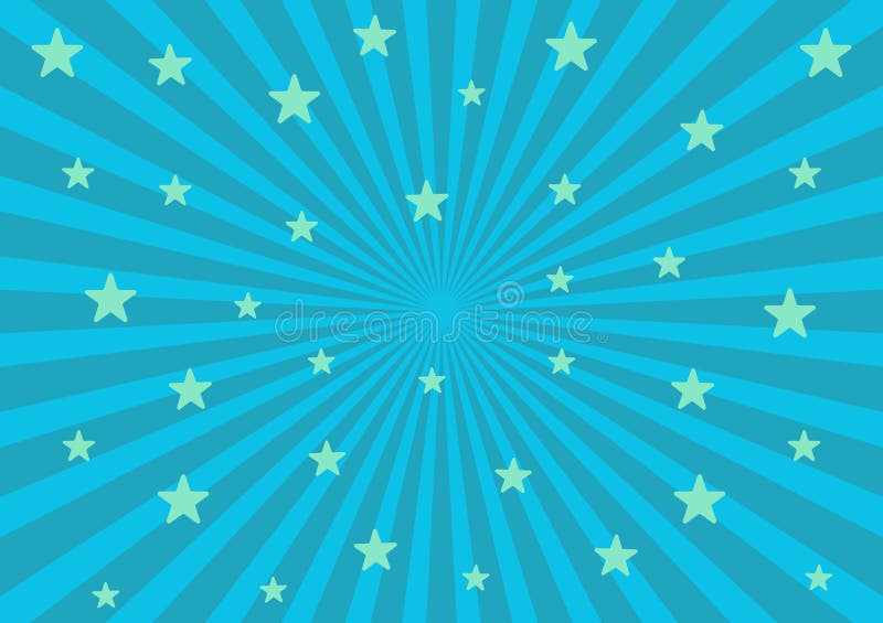 Comic Background Vector with Ray Blue Color and Star Stock Illustration ...
