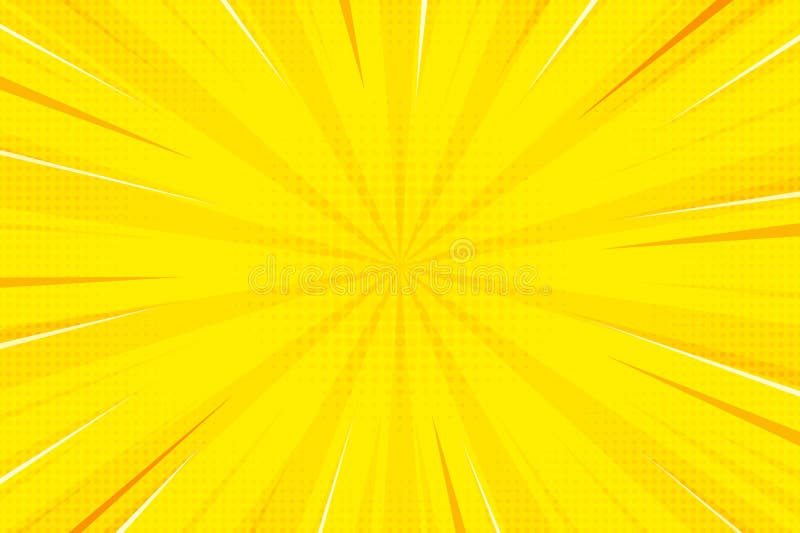 Comic Background with Yellow Pop Cartoon Pattern. Ray Burst Vector ...