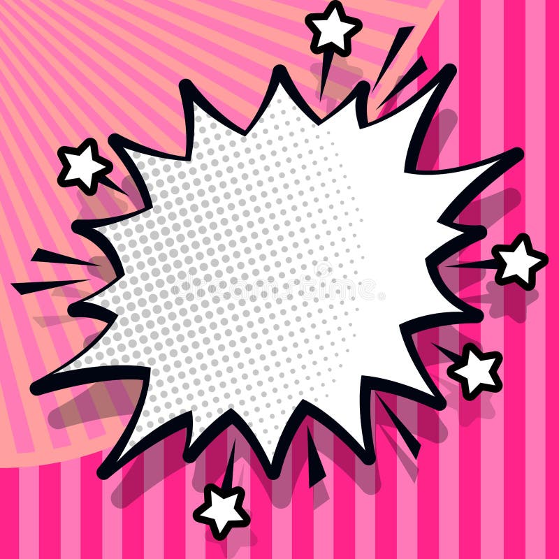 Comic Blank Speech Bubble with Copy Space Over Color Background Design ...