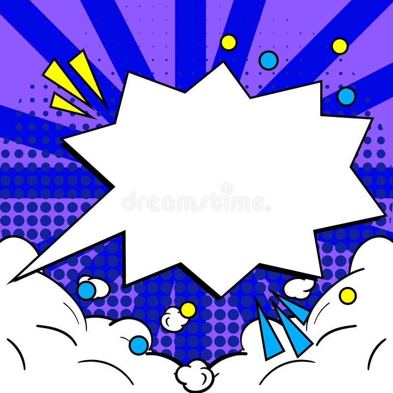 Comic Blank Speech Bubble with Copy Space Over Color Background Design ...