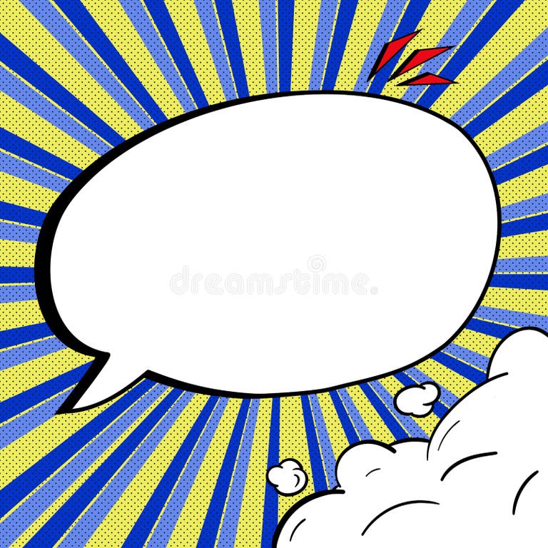 Comic Blank Speech Bubble with Copy Space Over Color Background Design ...