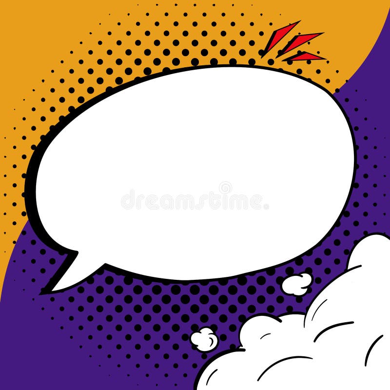 Comic Blank Speech Bubble with Copy Space Over Color Background Design ...