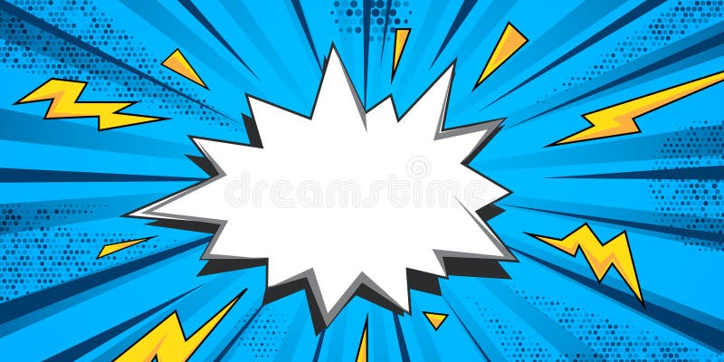 Comic Blank Text Speech Bubble Pop Art Style Blue Background Stock ...