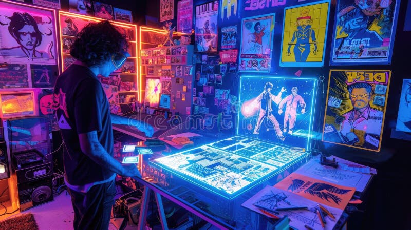 Comic Book Artist with AI in Studio AIG60 Stock Image - Image of strips ...