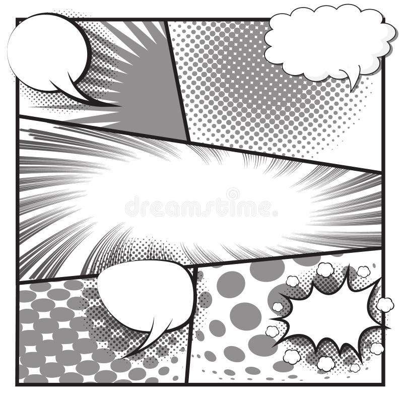 Comic Book Template for Drawing Stories with Halftone Effects and ...