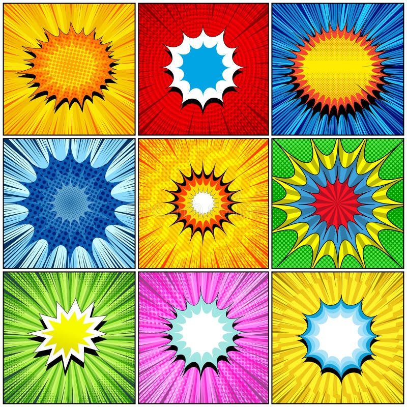 Comic book backgrounds set stock vector. Illustration of light - 117634546