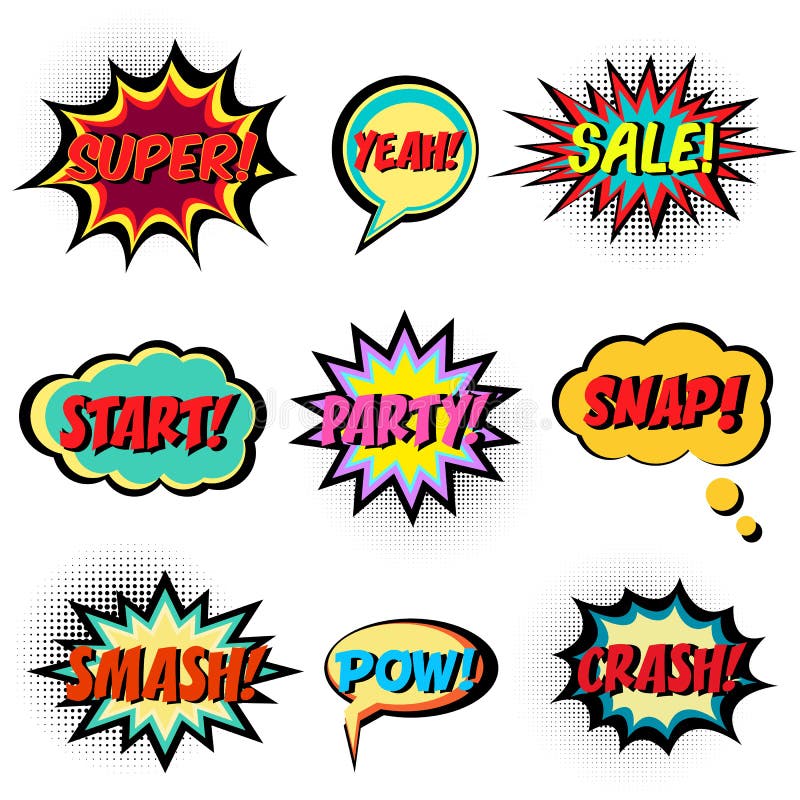 Comic Book Words. Comic Speech Bubble Set Stock Vector - Illustration ...