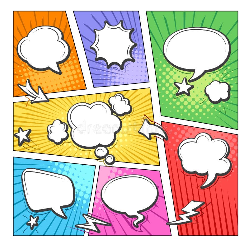 Comic book bubbles layout stock vector. Illustration of page - 187815324