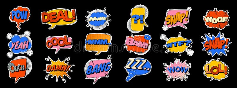 Comic Book Bubbles in Trendy Retro Style. Collection of Pop Art ...