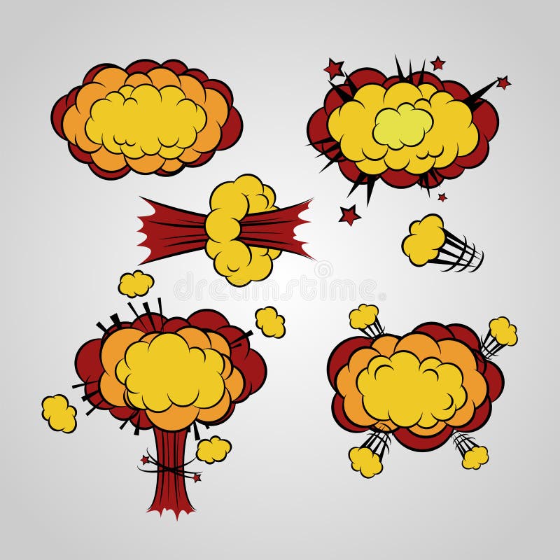 Comic Book Cartoon Explosion Cloud Set Stock Vector - Illustration of ...