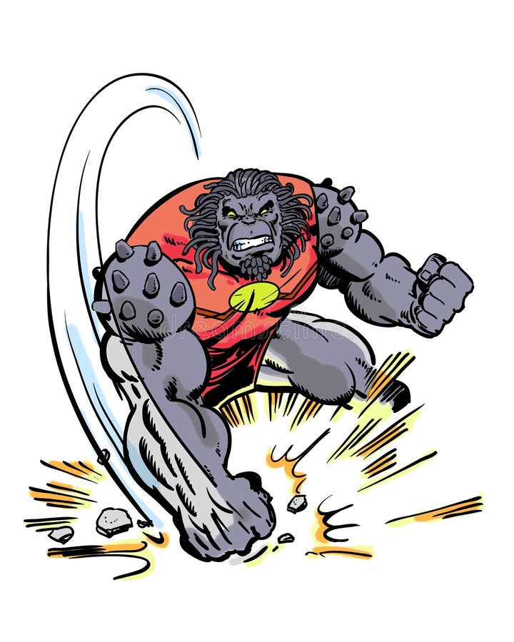 Comic Book Character Grock the Alien Brute Pounding the Ground Stock ...