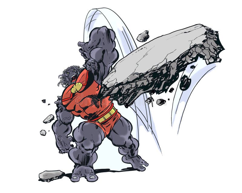 Comic Book Character Grock the Alien Brute Throwing a Boulder. Stock ...